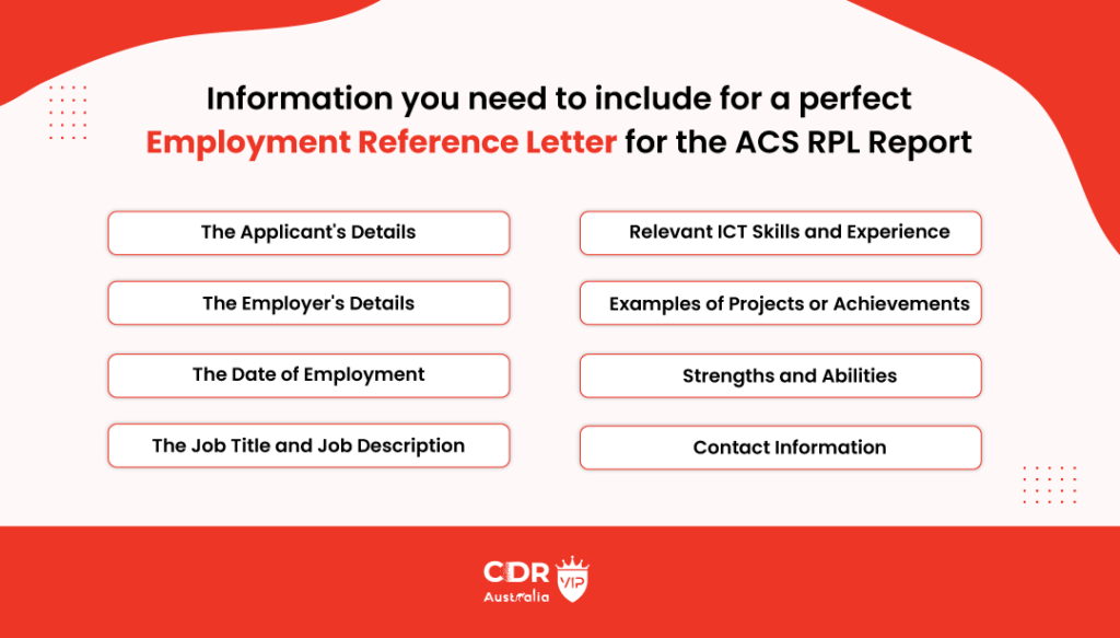 Perfect Employment Reference Letter for the ACS RPL report